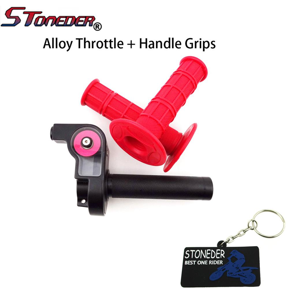 STONEDER Alloy Twist Throttle Red Handle Grips For SSR XR CRF TTR50 ...