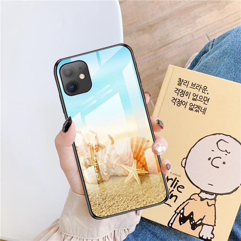 Cute Conch Starfish 9H Tempered Glass Phone Case Shell for Huawei ...