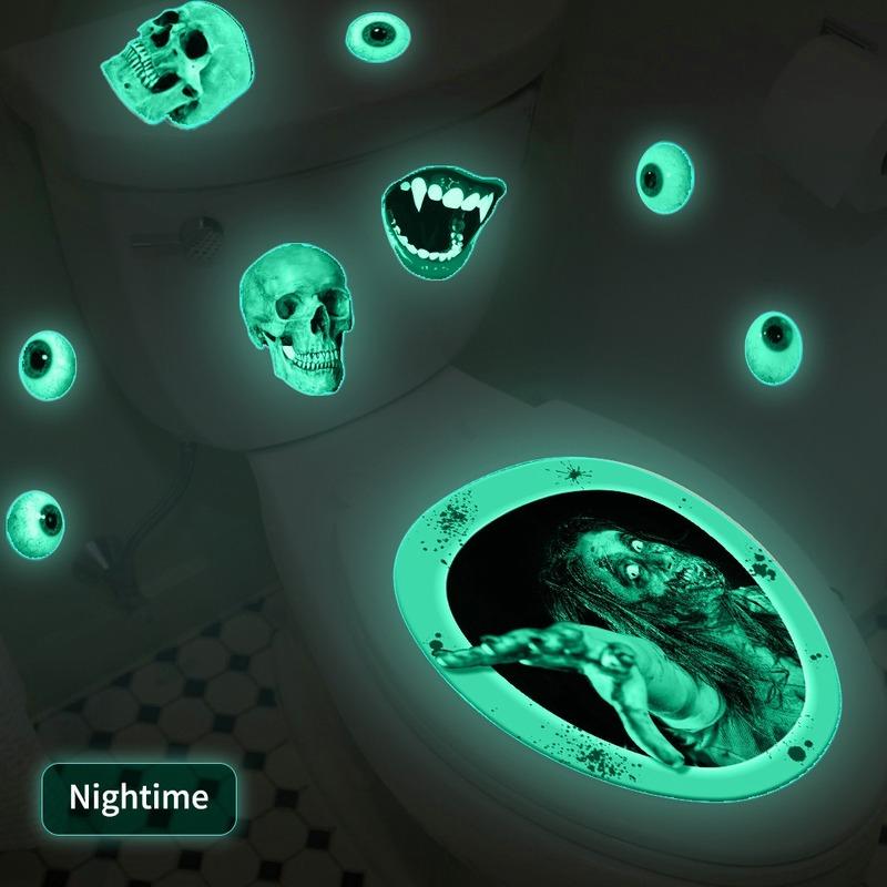 Buy Halloween Glowing Horror Faceless DIY Skull Toilet Stickers ...
