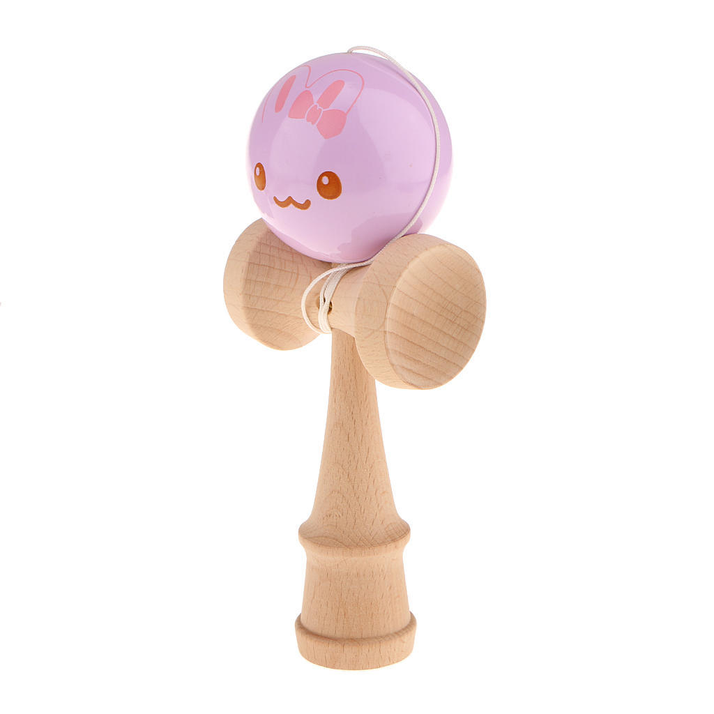 Buy Wooden Kendama Toys Cute Baby Doll Face Purple Ball Toy for Kid at ...