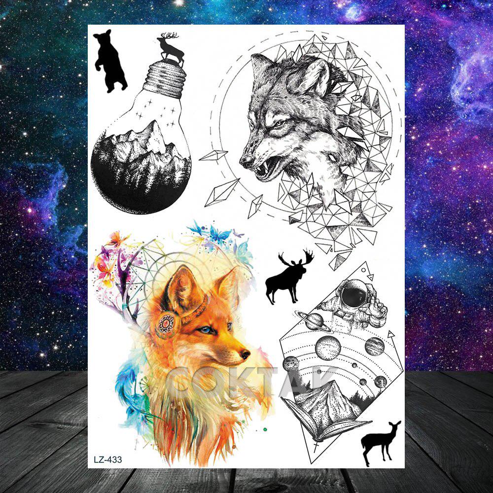 Buy 1PC Black Wolf Temproary Tattoos Sticker For Men Body Art Arm ...