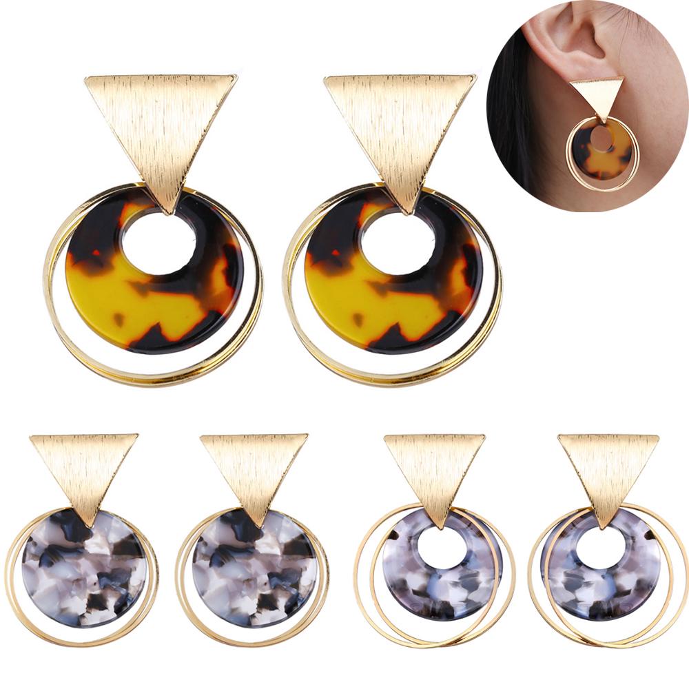 Buy Fashion Gold Color Big Round Drop Earrings For Women Hollow Alloy ...