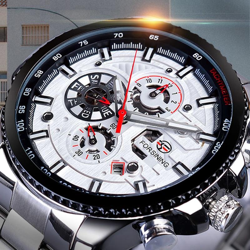 Buy Big Dial Three Dial Watch Automatic Steel Business Casual Fashion ...