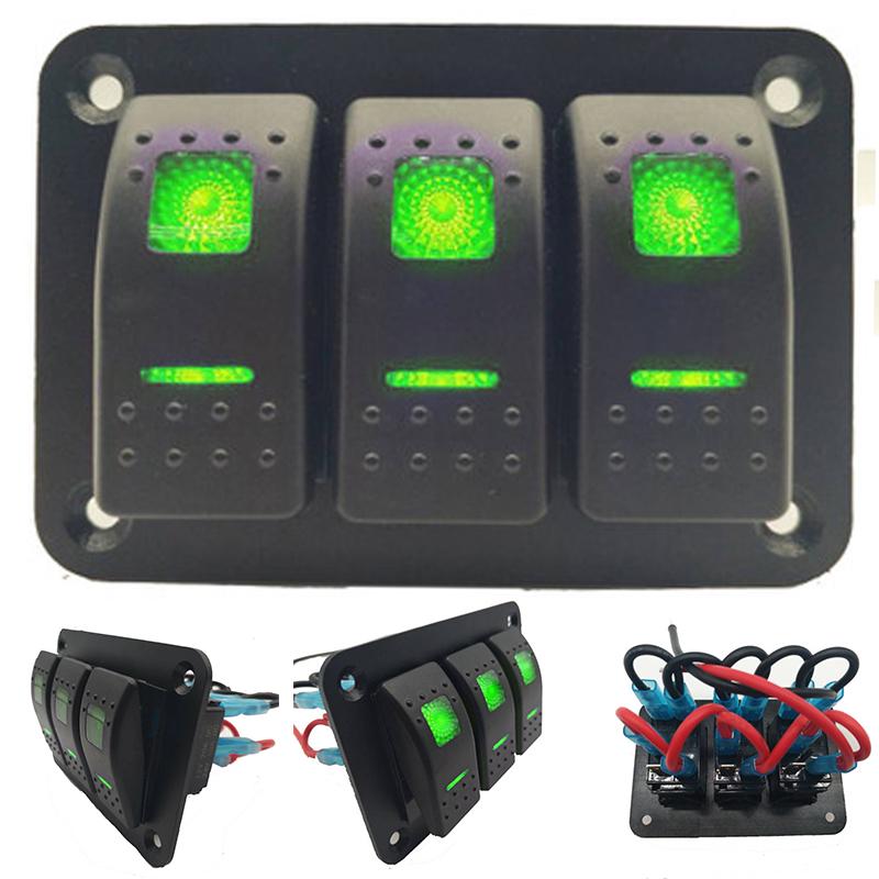 Buy PDTO 3 Gang Waterproof USB Switch Panel Kit with Decal LED for Car ...