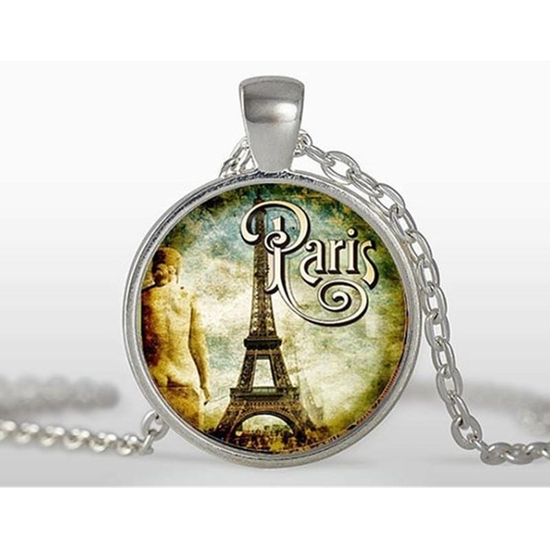 Buy France Paris Glass Pendant Necklace Charms Eiffel Tower Glass Dome ...