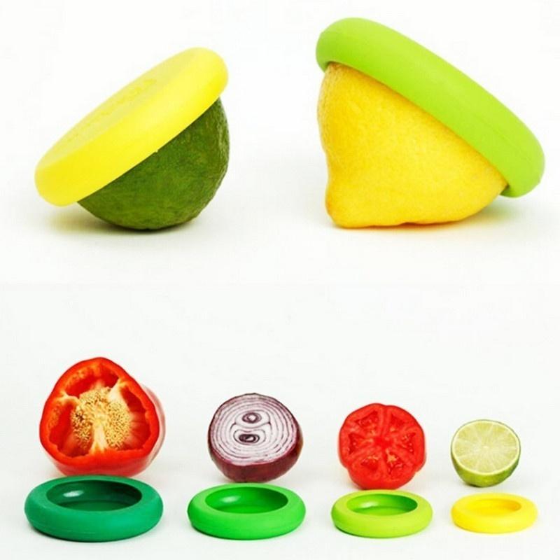 Buy 4Pcs/Set Silicone Vegetable Fruit Plastic Colorful Food Huggers To ...