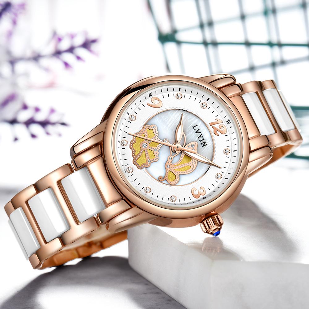 Lvyin Ceramic Watch Women Fashion Simple Waterproof Quartz Watch Lady ...