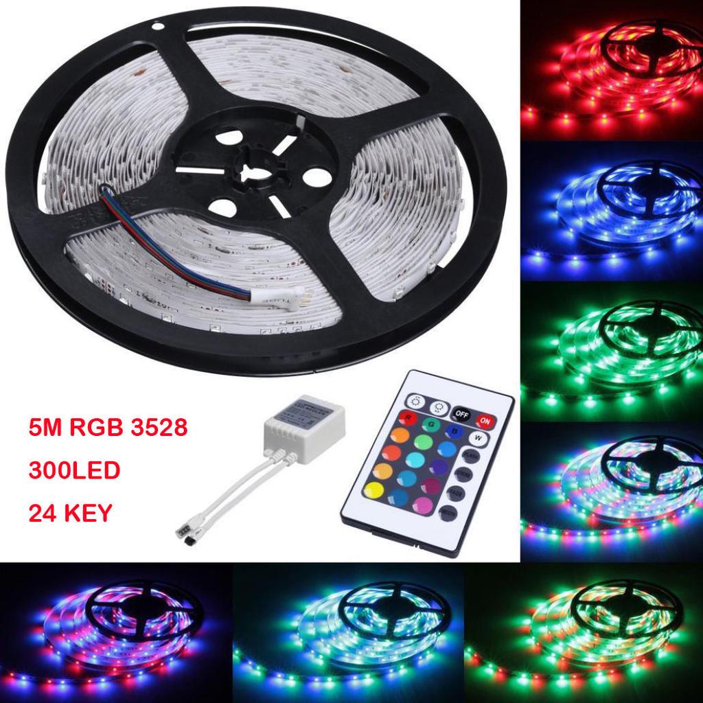 5M RGB Led Strip Light 3528 SMD 300leds Non-Waterproof 24Key comprar a ...