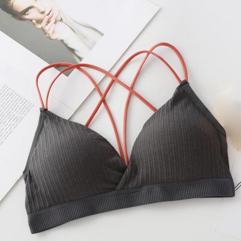 Buy Women's Beautiful Back Underwear No Steel Ring Bra Cross Gathered ...