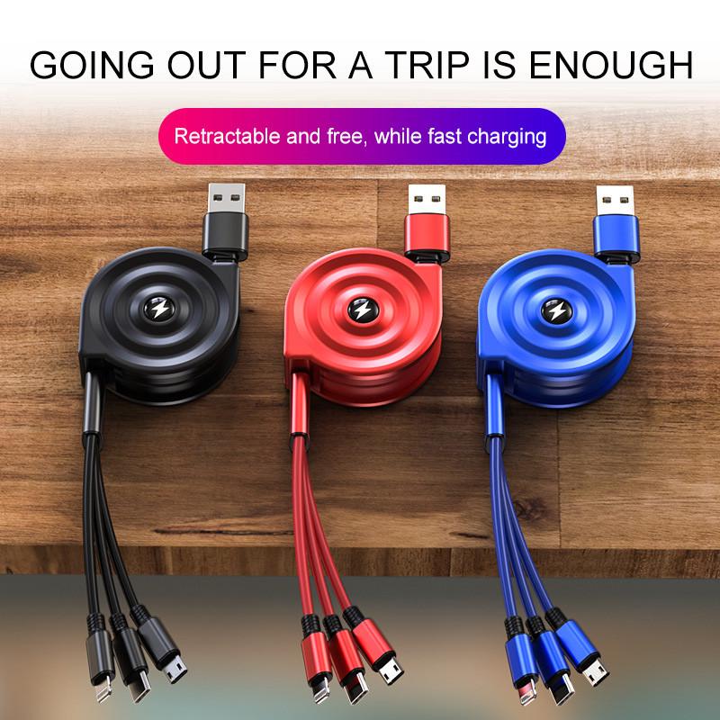 Buy Telescopic One-To-Three Data Cable Multi-Function Charging Line ...
