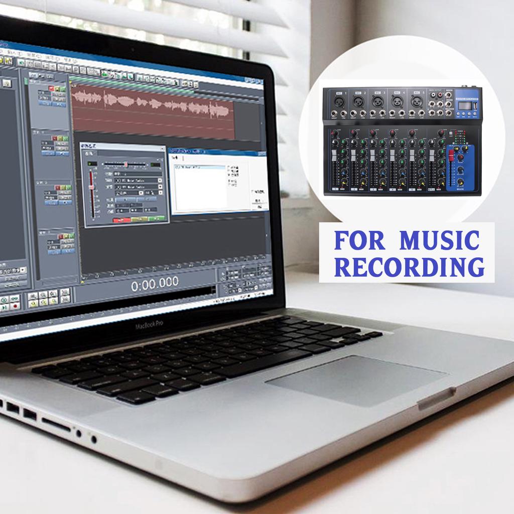 Portable Audio Mixer bluetooth w/USB DJ Sound Mixing Console MP3 Jack 7 ...