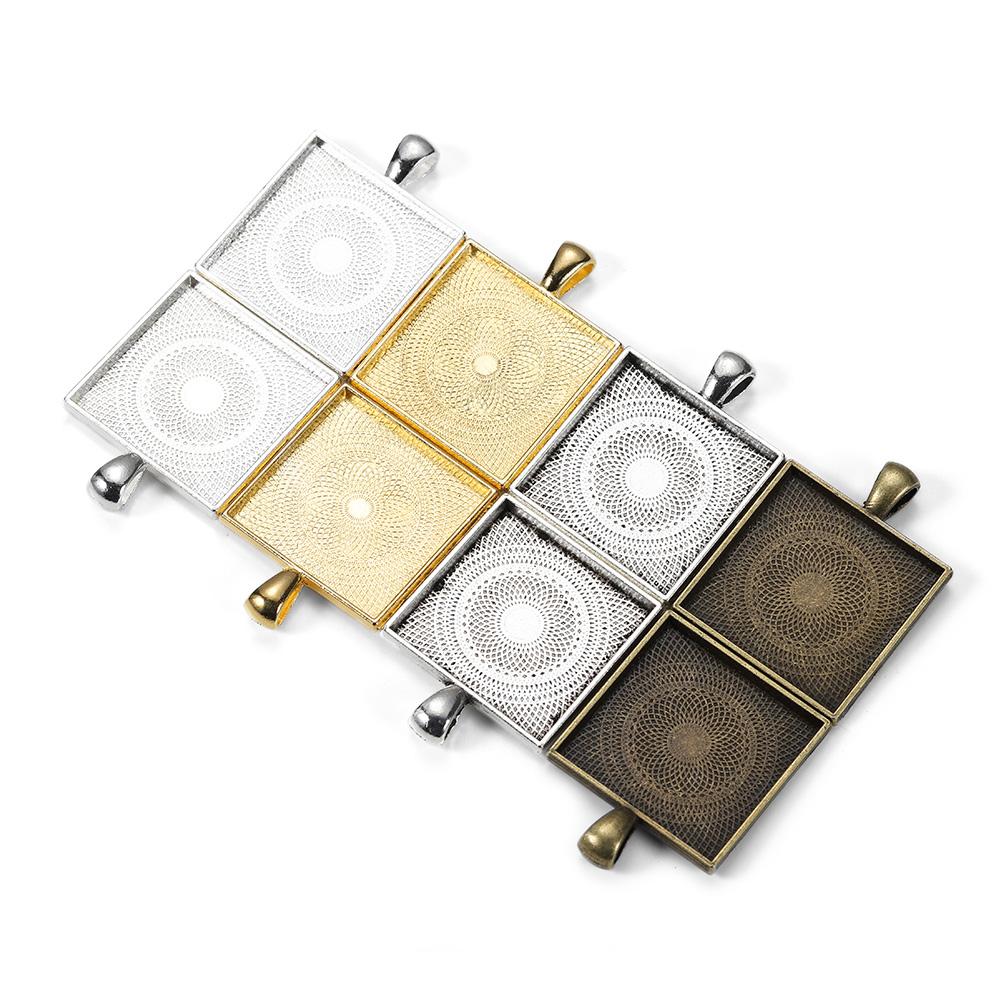 Cheap 5pcs/lot Square Cabochons Bases Settings 25mm Pendant Bezel Trays ...