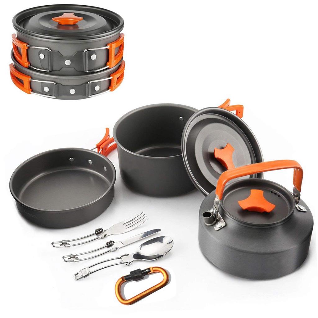 Maijiabao Portable Outdoor Cooking Camping Pot Cookware Set With Teapot ...