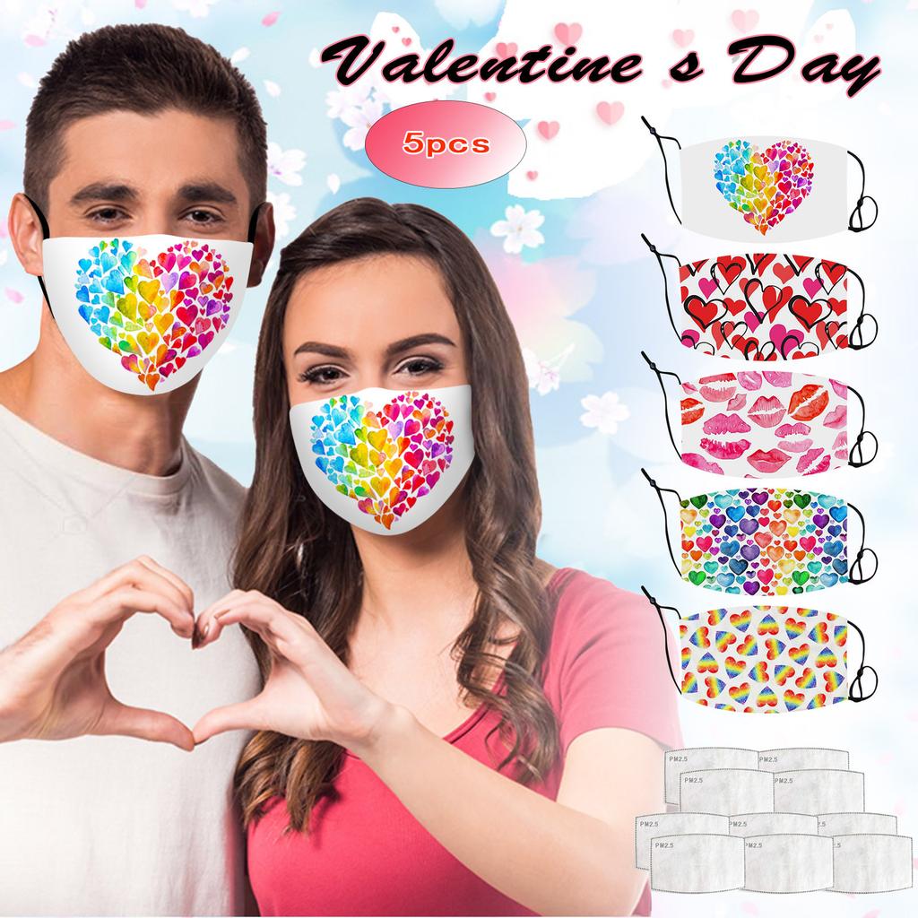 Buy [GL] 5PCS Valentine's Day Face Mouth Mask Adjustable Sport Outdoor ...