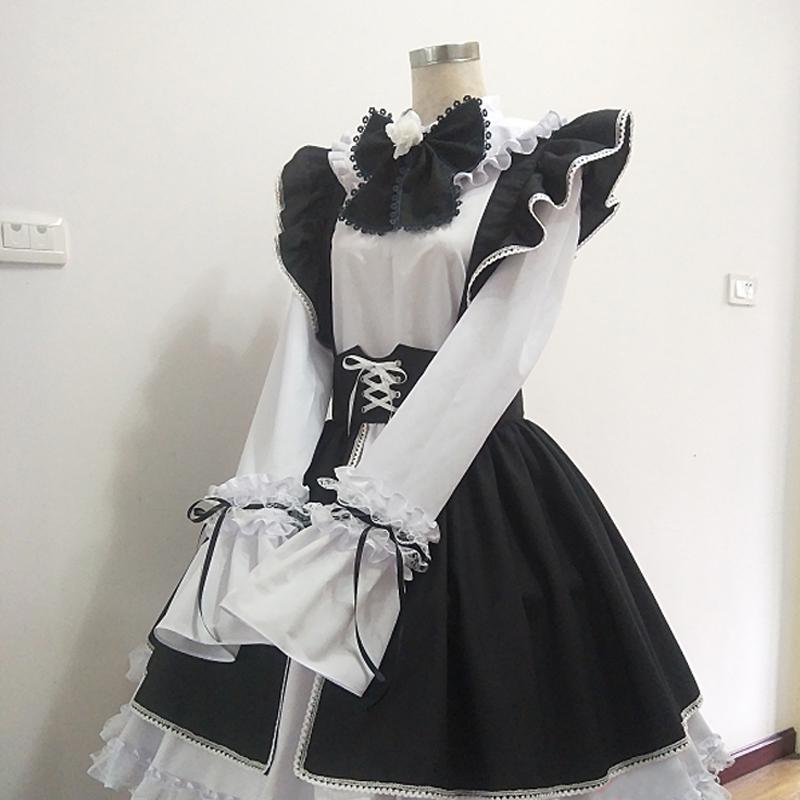 Buy Women Gothic Fancy Dress Cosplay Costume Waitress Suit Ruffle ...
