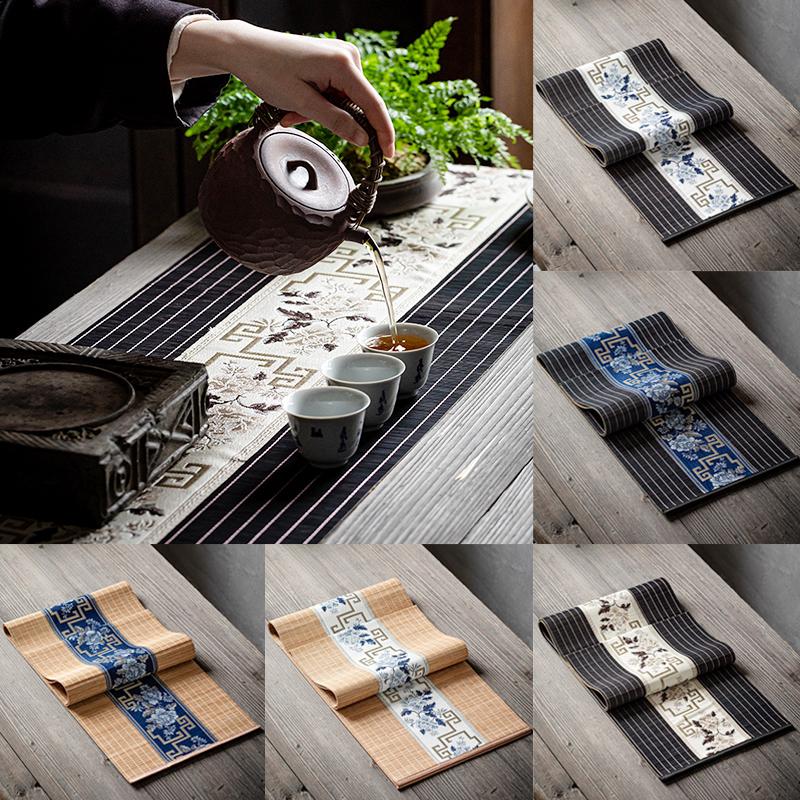 1PC Table Placemat Pad Natural Tablecloth Classical Embroidery Bamboo ...