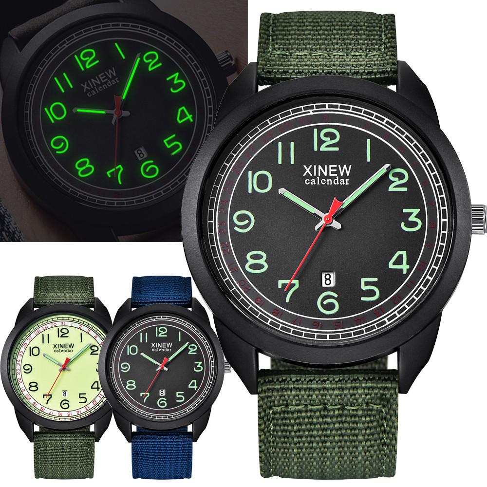 Buy Qi Men's Nylon Waterproof Date Quartz Watch Analog Quartz Wrist ...