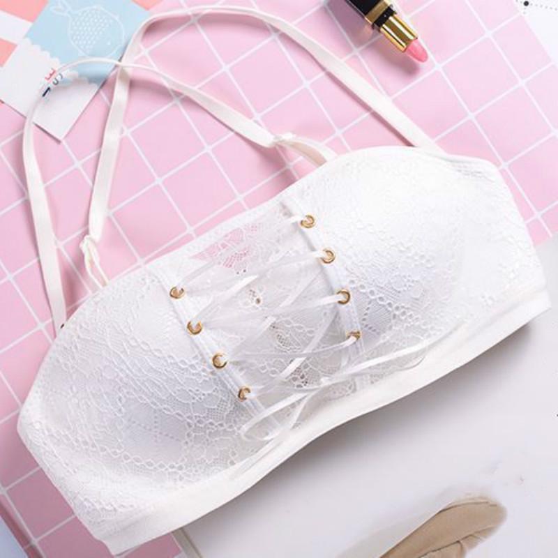 Buy Women Lace-up Strapless Bras Fashion Non-slip-free Non-ring Bra at ...