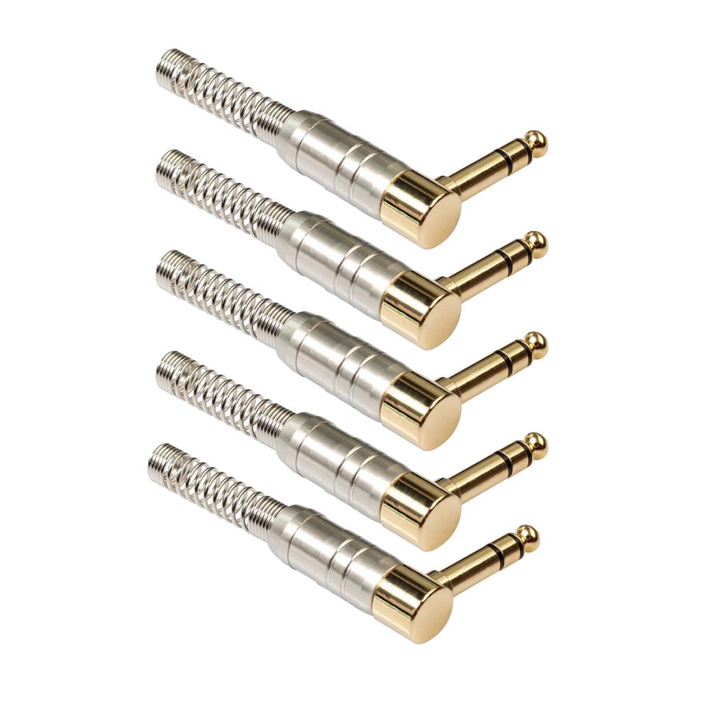 5 Pieces 6.35mm Stereo Audio Jack Plugs for Headphone Microphone Right ...