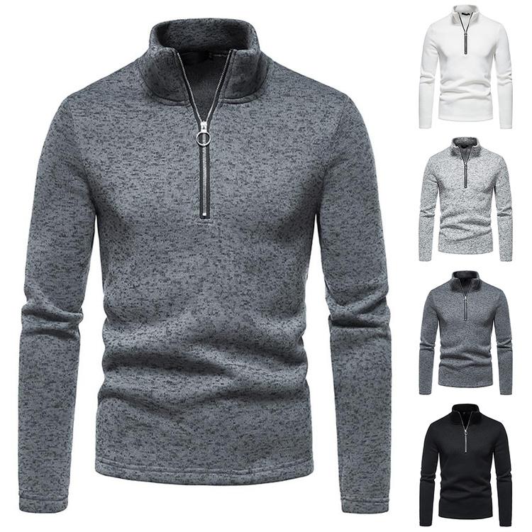 Buy Mens Stand Collar Half-Zip Long Sleeve Sweatshirt Autumn Winter ...