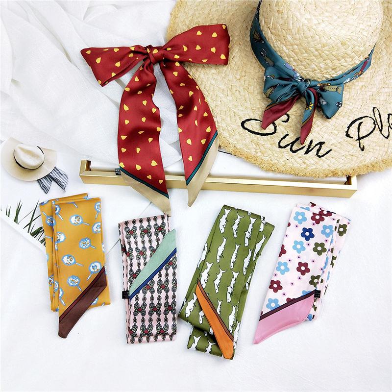 Buy Women Beautiful Small Scarf Silk Scarves Headband Bag Ribbon ...