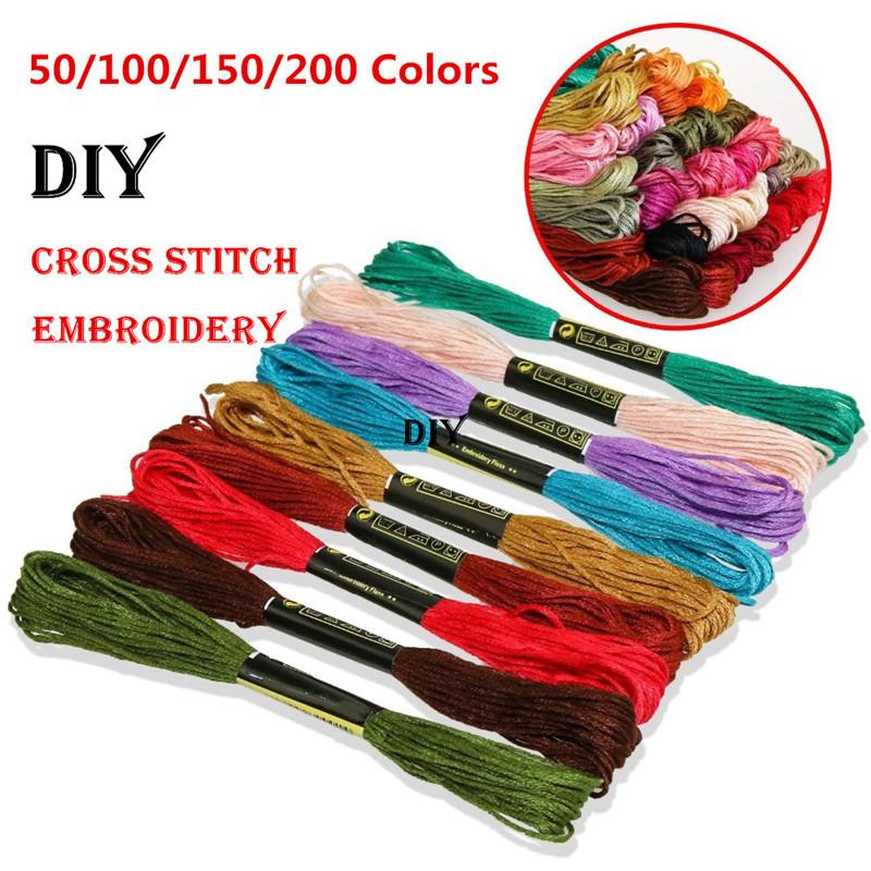 50/100/150/200 Colors DIY Cross Stitch Thread Embroidery Thread Crafts Cotton Thread Sewing ...