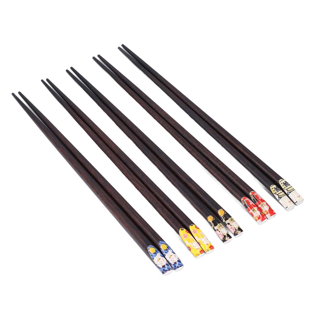Buy 5 Pairs Reusable Chopsticks Natural Rosewood Japanese Style Healthy ...