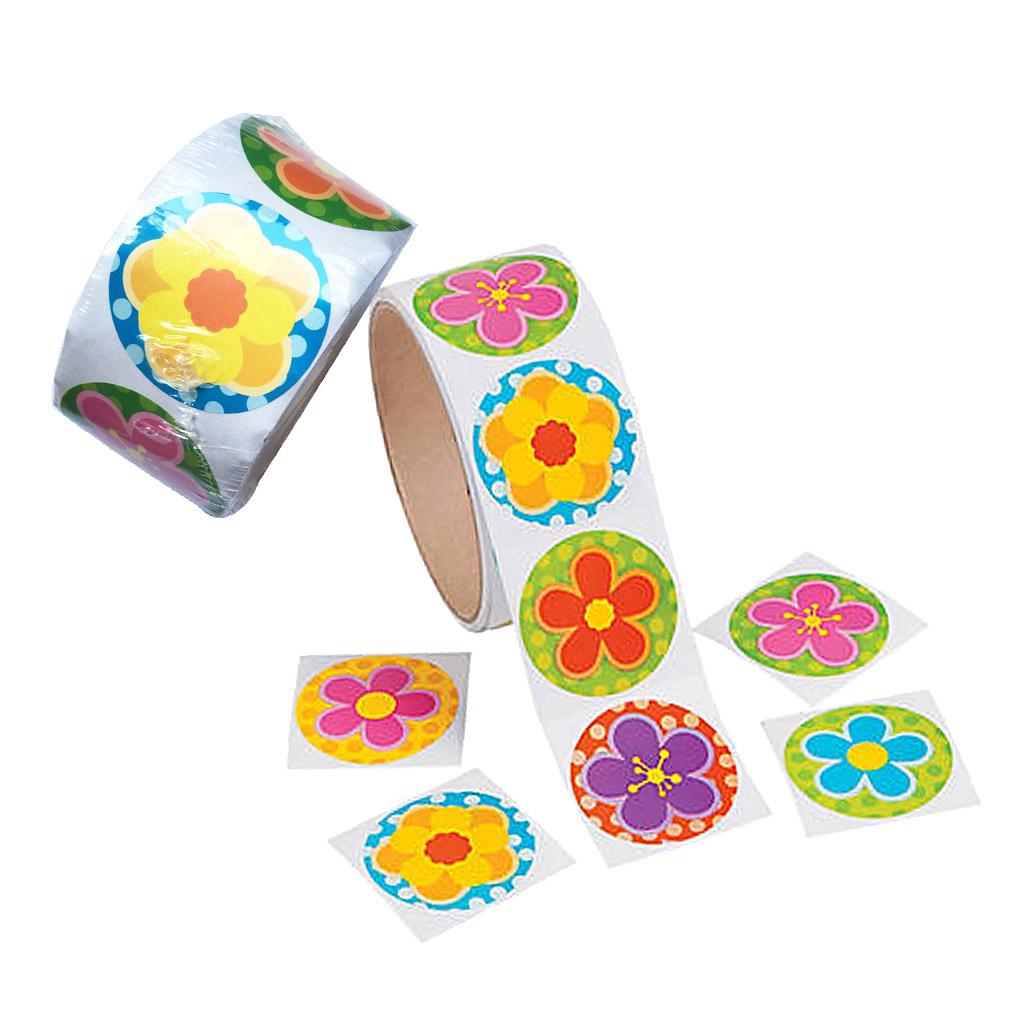 Buy 2x Multicolored Flower Kids' Reward Stickers Rolls(100 Per Roll) at ...