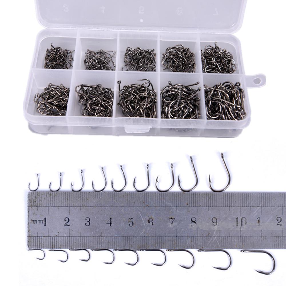 Buy 600pcs 3# - 12# 10 Size Barb Fishing Hooks Set Jig Hook Carbon ...