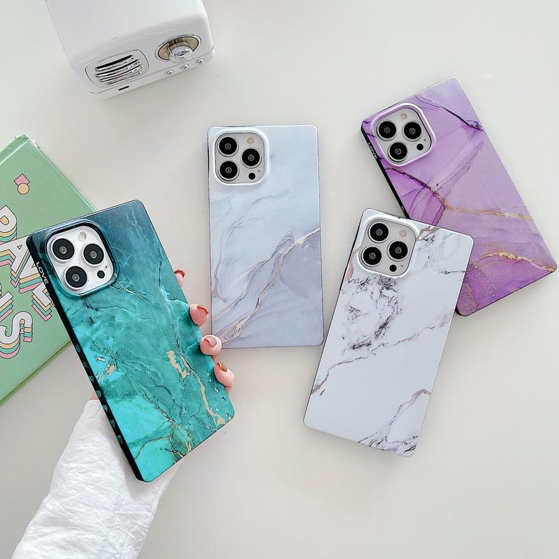 Buy Square Marble Texture Matte iPhone Case Shockproof Soft Back Cover ...