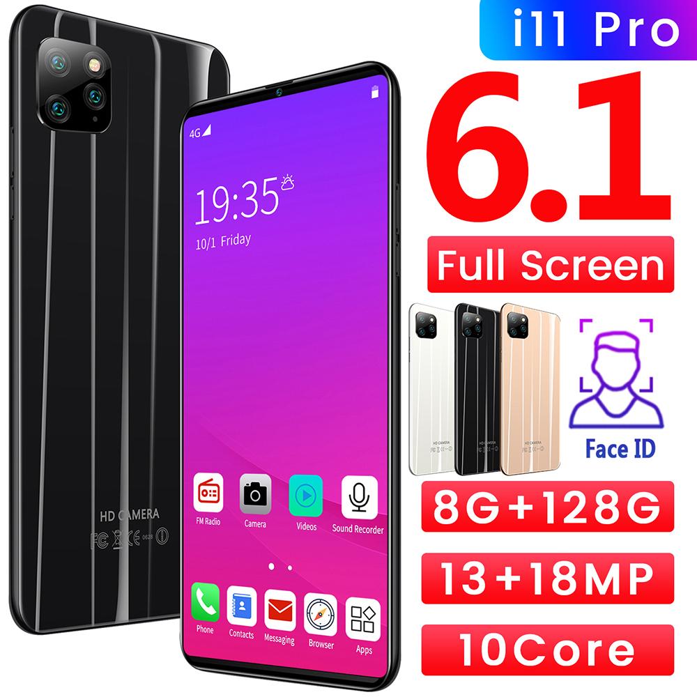 6.1 Inch Full Screen I11 Pro Smartphone 8GB RAM 128GB ROM Mobile Phone ...