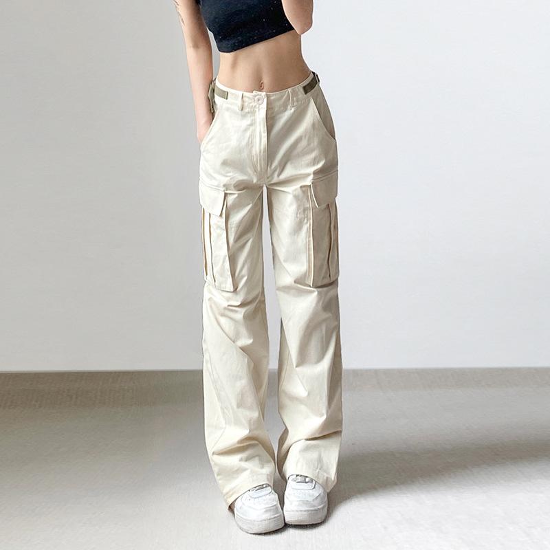 Japanese Work Pants Women's Summer Thin Large Pocket Straight Tube ...