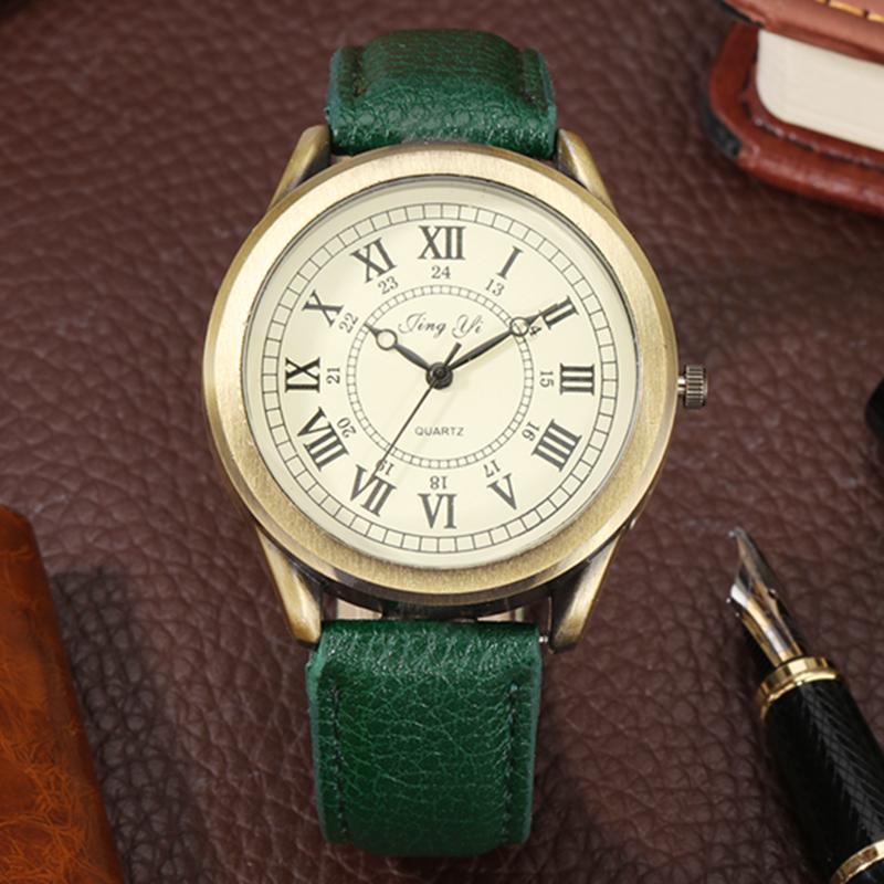 Buy Vintage Women Bronze Case Watch Roman Literal Dial Chic Green ...