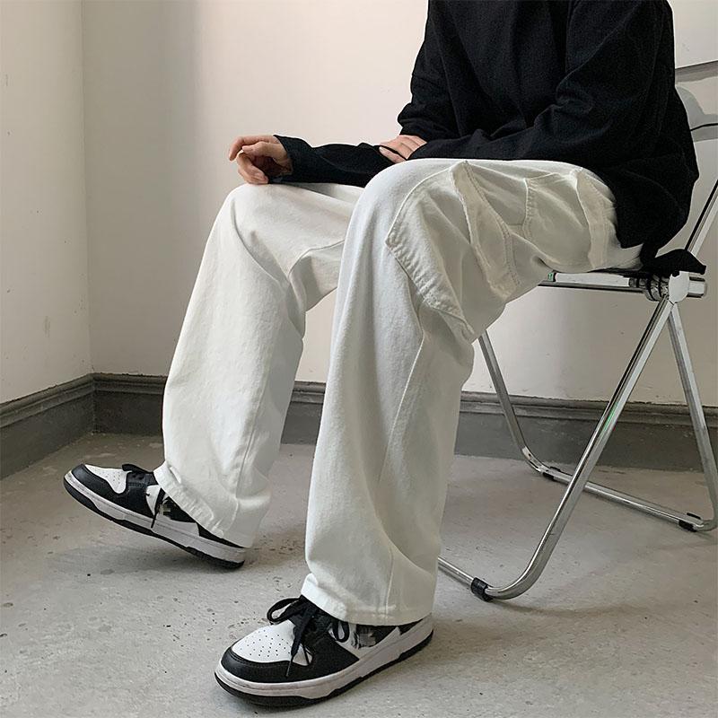 Мешковатые мужчины Джинсы Прямые брюки-карго Весенняя осень Мода Винтаж ...