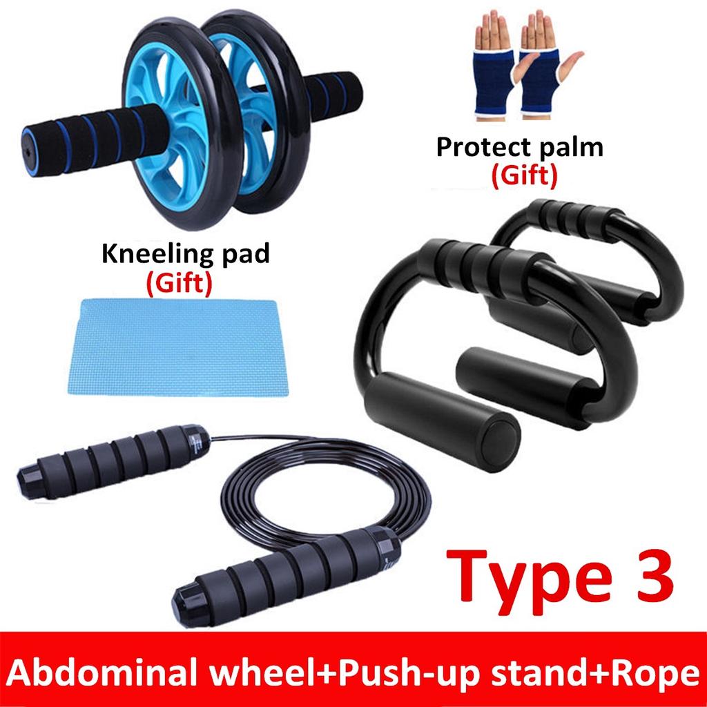 Buy Push Up Bars Stand Handles Roller Wheel Strength Abdominal Gym ...