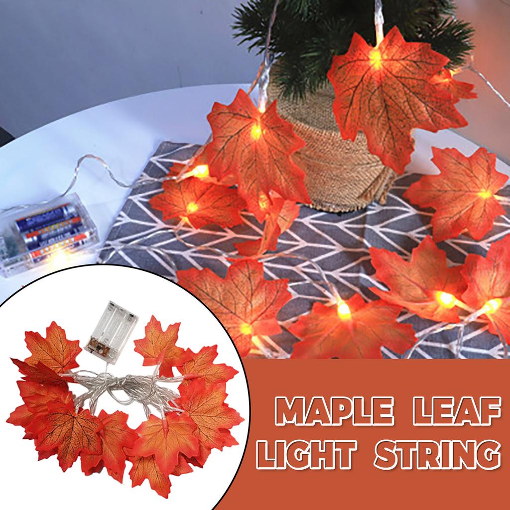 (H098)20ft 40led Fall String Lights Maple Leaf Garland, Battery Powered ...