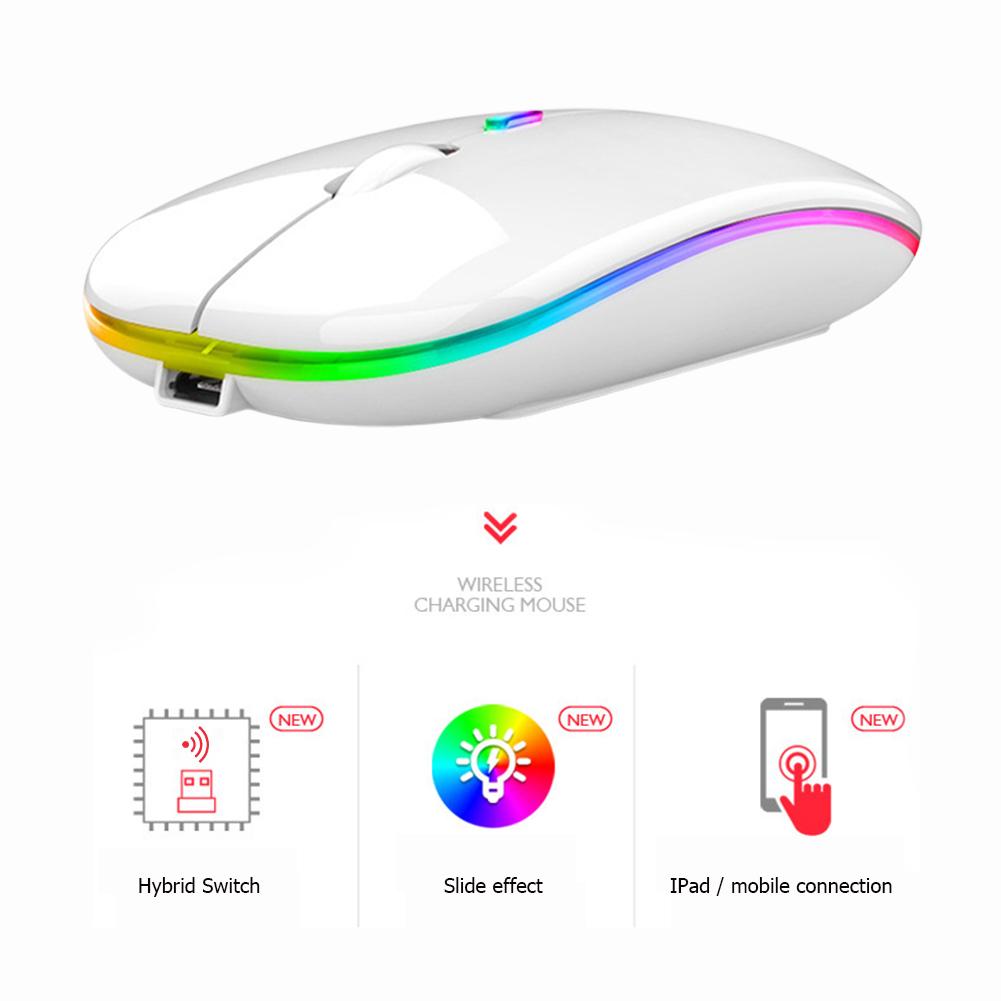 Bluetooth-compatible Wireless Mouse Backlight Rechargeable Mouse (White ...