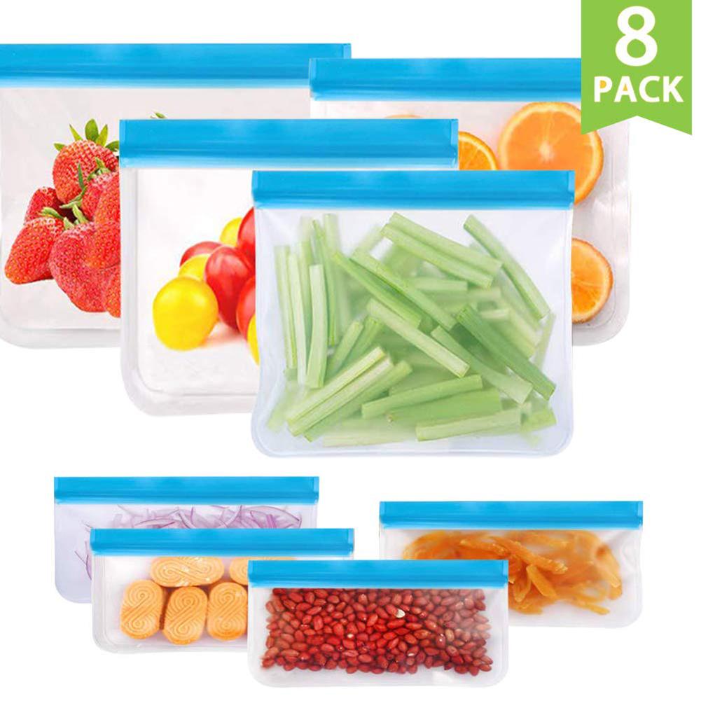 Buy 8pcs Extra Thick Food Storage Bag Zipper Reusable Sandwich Fruit ...