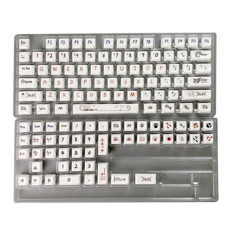 122 Keys Cat Kindergarten PBT DYE-SUB Keycap XDA Profile Cute Key Caps ...