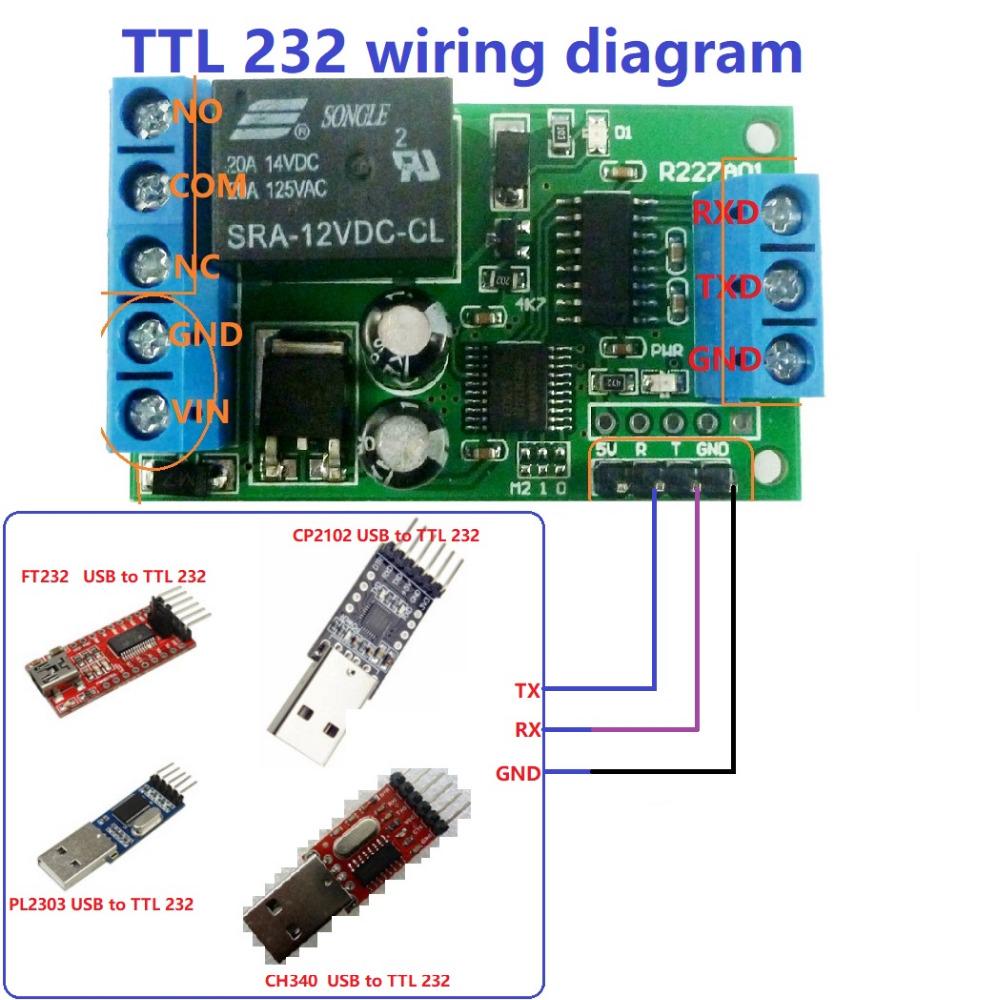 2 In 1 Mini DC 12V RS232 & TTL232 Relay Board PC USB UART Remote ...