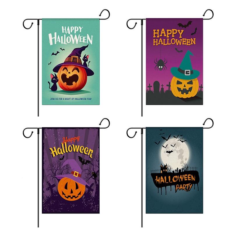Buy New Halloween Pumpkin Pattern Linen Garden Banner Duplex Printing ...