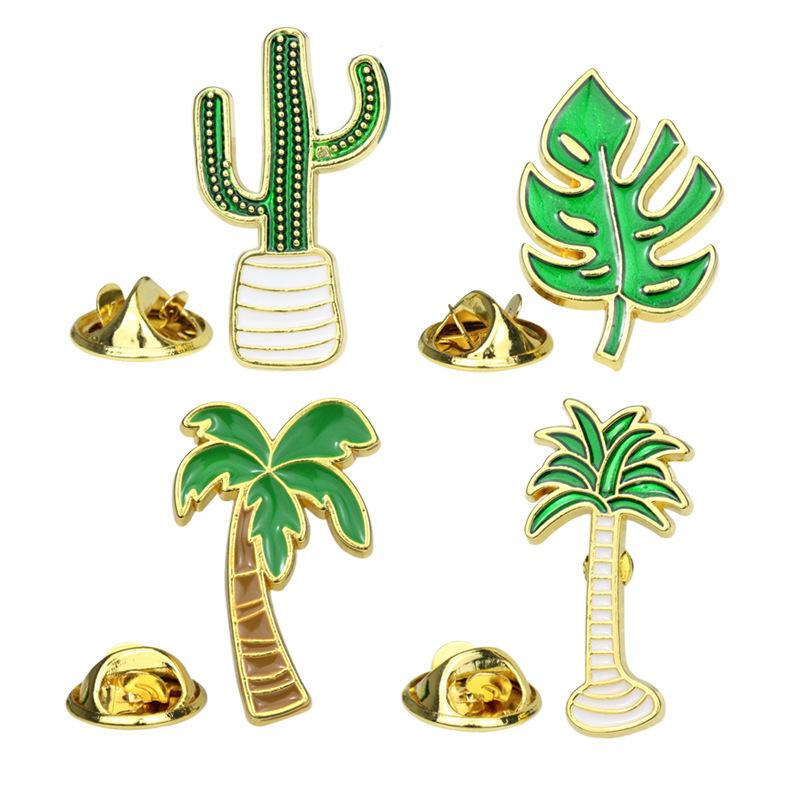 Buy Mutil Plant Design Enamel Pins Cusotm Cactus Coconut Palm Tree Leaf ...