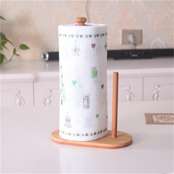 Buy Rubber Wood Paper Towel Holder Kitchen Tissue Holder Household ...