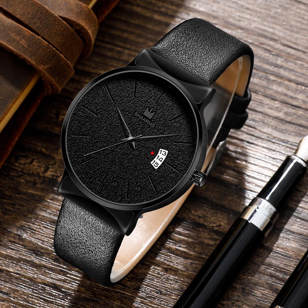 Ultra Thin Watches For Men Business Casual Watch Leather Quartz Analog ...