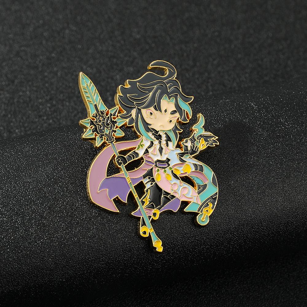 Купить Game Genshin Impact Brooch Anime Figure Xiao Badge Enamel Pin ...