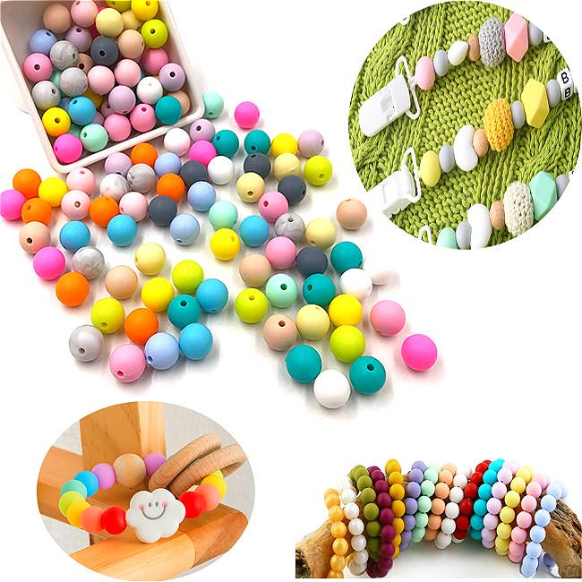 Buy 10 Pcs Baby Teething Teether Beads Safe Food Grade Care Chew Round ...