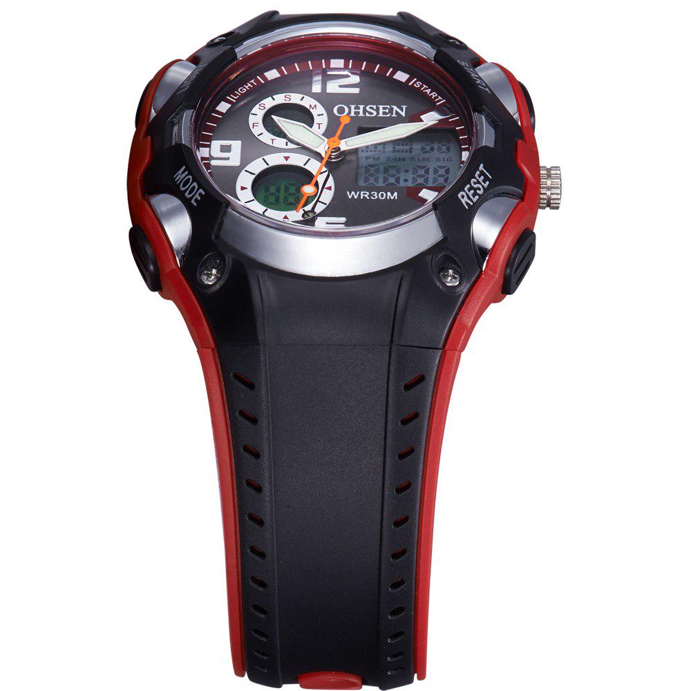 OHSEN Men Rubber Waterproof Sports Watches Multiple Time Zone LED Dual ...