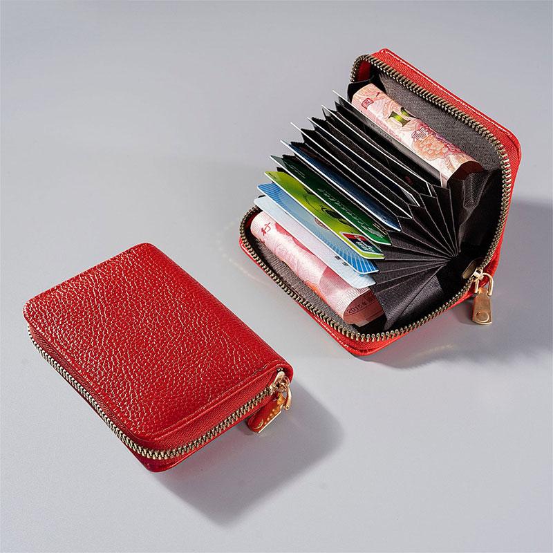 Wallet Women Credit Card Coin Purse Lychee Pattern Zipper Card Holder ...