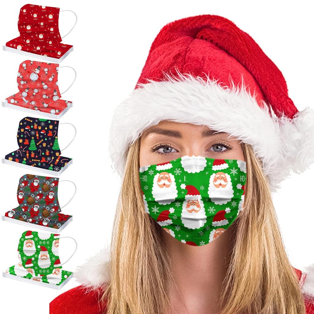 Buy Disposable Unisex Printed Christmas Soft Masks For Adults 3-Layer ...