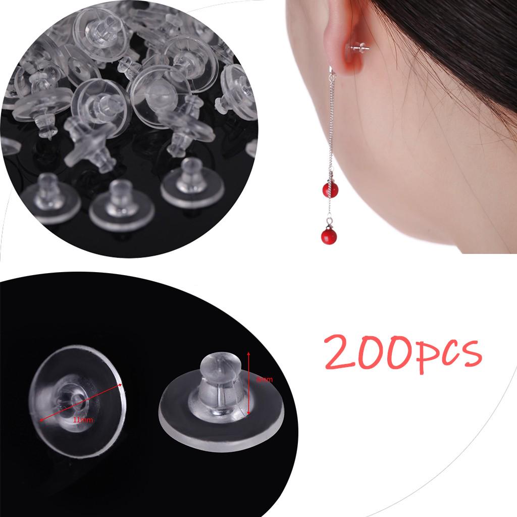 200 Pack Clear Rubber Earring Backs Plastic Earring Backings Bullet ...